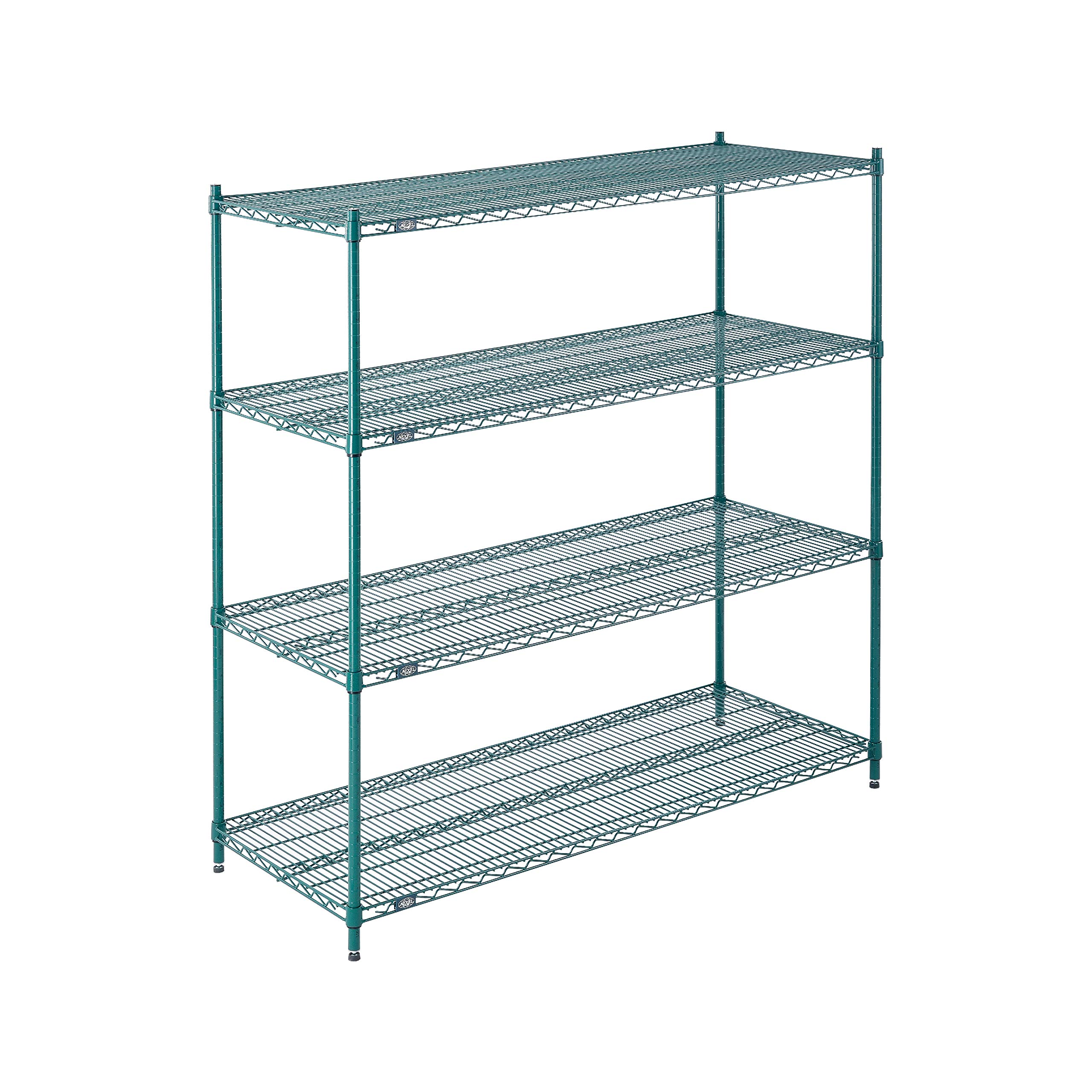 Nexel Poly-Green Adjustable Wire Shelving Unit, 4 Tier, Heavy Duty Commerical Storage Organizer Wire Rack, 24" x 60" x 63", Green