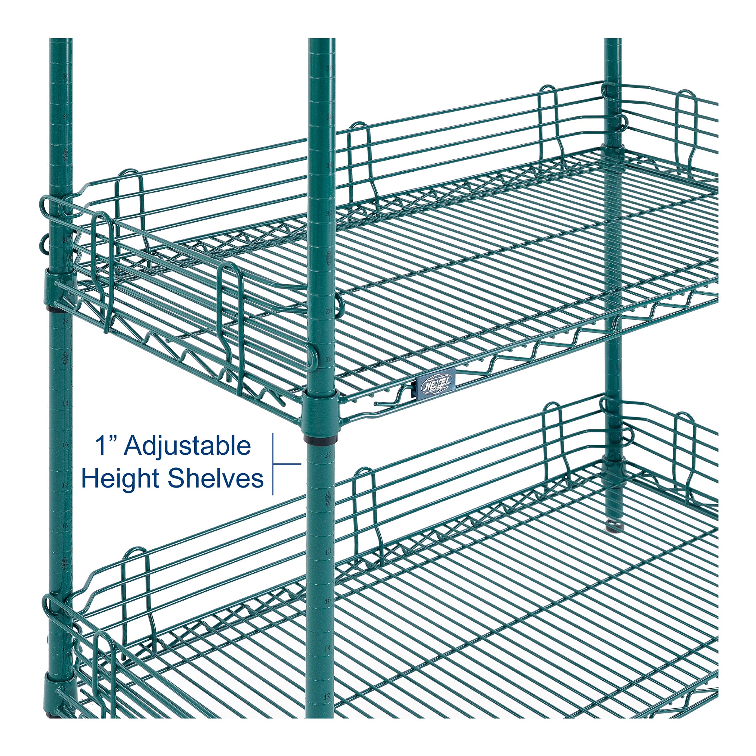 Nexel Poly-Green Adjustable Wire Shelving Unit, 4 Tier, Heavy Duty Commerical Storage Organizer Wire Rack, 24" x 60" x 63", Green