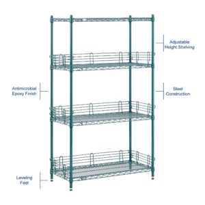 Nexel Poly-Green Adjustable Wire Shelving Unit, 4 Tier, Heavy Duty Commerical Storage Organizer Wire Rack, 24" x 60" x 63", Green