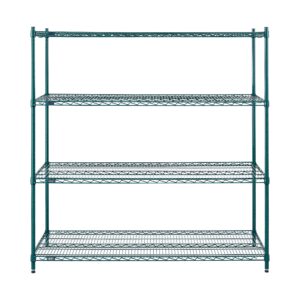 Nexel Poly-Green Adjustable Wire Shelving Unit, 4 Tier, Heavy Duty Commerical Storage Organizer Wire Rack, 24" x 60" x 63", Green