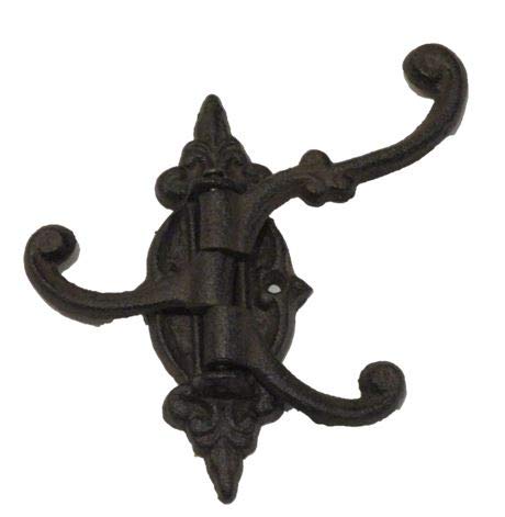 Midwest Craft House Cast Iron Swivel Coat Hooks | Antique/Vintage Stye - Great for Coats, Hats, etc. - Pack of 6