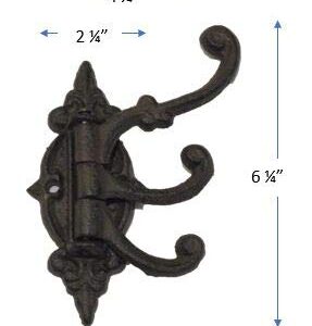 Midwest Craft House Cast Iron Swivel Coat Hooks | Antique/Vintage Stye - Great for Coats, Hats, etc. - Pack of 6