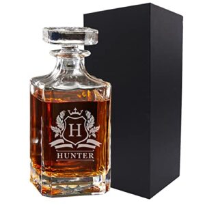 custom engraved whiskey decanter - personalized with cavalier design