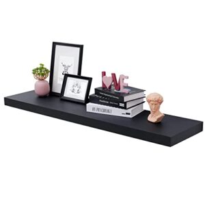 welland 12" deep black floating shelves, floating wall shelf, 47.24" l x 11.81" d x 2" t, deeper than others, black