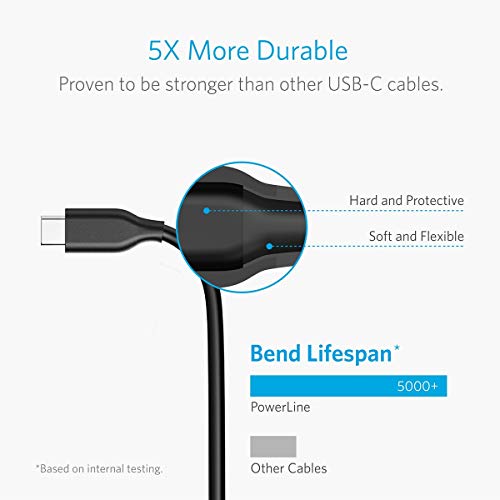 Anker , Powerline USB 3.0 to USB C Charger Cable (10ft) with 56k Ohm Pull-up Resistor for Samsung Galaxy Note 8, S8, S8+, S9, Oculus Quest, Sony XZ, LG V20 G5 G6, HTC 10 and More