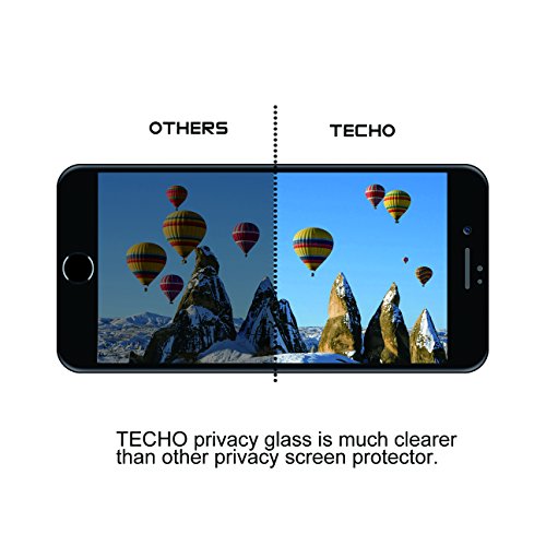 TECHO Privacy Screen Protector for iPhone 8 Plus 7 Plus, Anti Spy 9H Tempered Glass, Edge to Edge Full Cover Screen Protector Film [Anti-Fingerprint] [Full Coverage] (Black)