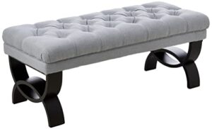 christopher knight home scarlett fabric ottoman bench, light grey 17.25”d x 41.00”w x 16.75”h