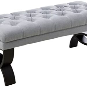 Christopher Knight Home Scarlett Fabric Ottoman Bench, Light Grey 17.25”D x 41.00”W x 16.75”H