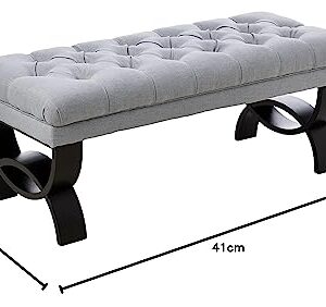 Christopher Knight Home Scarlett Fabric Ottoman Bench, Light Grey 17.25”D x 41.00”W x 16.75”H