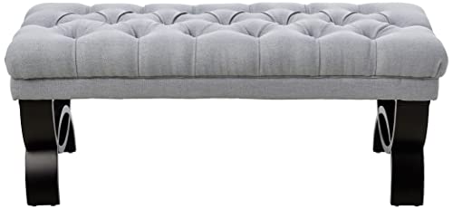 Christopher Knight Home Scarlett Fabric Ottoman Bench, Light Grey 17.25”D x 41.00”W x 16.75”H