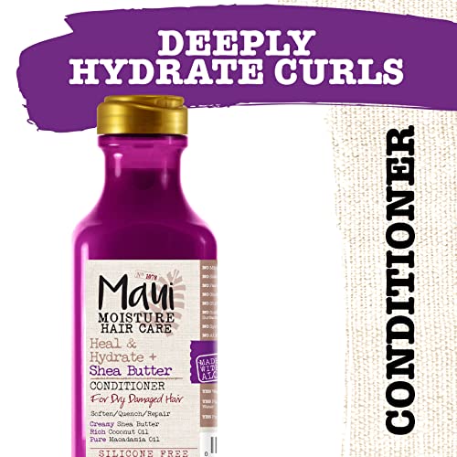 Maui Moisture Heal & Hydrate + Shea Butter Conditioner to Repair & Deeply Moisturize Tight Curly Hair with Coconut & Macademia Oils, Vegan, Silicone, Paraben & Sulfate-Free, 13 fl oz