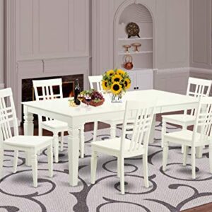 East West Furniture LGLG7-LWH-W Dining Table Set, 7-Piece