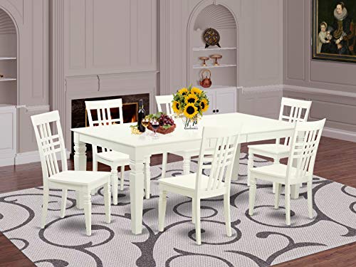 East West Furniture LGLG7-LWH-W Dining Table Set, 7-Piece