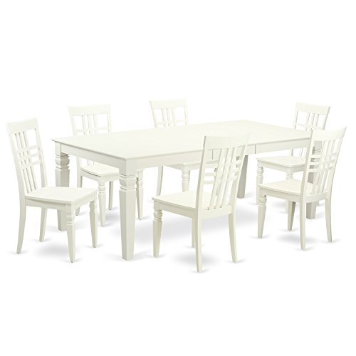 East West Furniture LGLG7-LWH-W Dining Table Set, 7-Piece