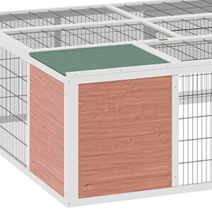 PawHut 64" Wooden Outdoor Rabbit Hutch Playpen Tortoise House Habitat with Run and Enclosed Cover