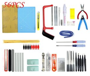 bxqinlenx professional 56 pcs gundam model tools kit modeler basic tools craft set hobby building tools kit for gundam car model building repairing and fixing(h)