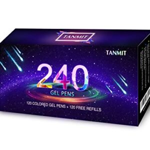 Gel Pens,Tanmit Gel Pens Set, 120 Colored Gel Pen plus 120 Refills for Adults Coloring Books, Drawing, Art Projects (No Duplicates)