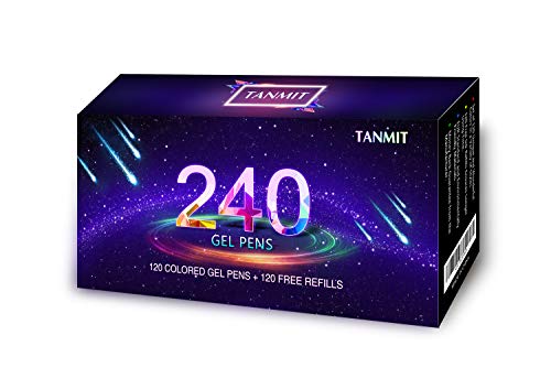 Gel Pens,Tanmit Gel Pens Set, 120 Colored Gel Pen plus 120 Refills for Adults Coloring Books, Drawing, Art Projects (No Duplicates)