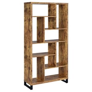 coaster home furnishings delwin 10-shelf bookcase antique nutmeg