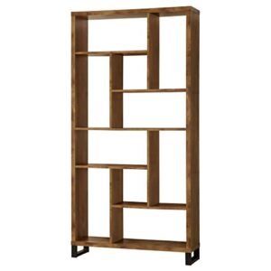 Coaster Home Furnishings Delwin 10-Shelf Bookcase Antique Nutmeg