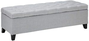 christopher knight home ottilie fabric storage ottoman, light grey 17.50”d x 51.25”w x 17.43”h