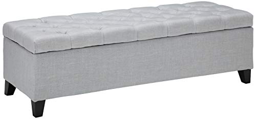 Christopher Knight Home Ottilie Fabric Storage Ottoman, Light Grey 17.50”D x 51.25”W x 17.43”H