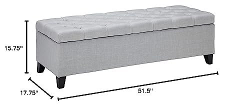 Christopher Knight Home Ottilie Fabric Storage Ottoman, Light Grey 17.50”D x 51.25”W x 17.43”H