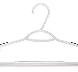 Popular Design Products 10 pc White Plastic Hangers with Built-in Grey Grip Strip Non-Slip Pads - Perfect for Dresses, Blouses and Pants - Work Great for Shirts, Ties, Scarves and Sweaters