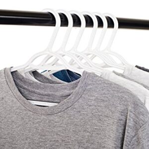 Popular Design Products 10 pc White Plastic Hangers with Built-in Grey Grip Strip Non-Slip Pads - Perfect for Dresses, Blouses and Pants - Work Great for Shirts, Ties, Scarves and Sweaters