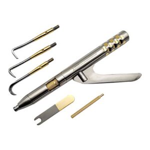 dental automatic crown remover gun type spring loaded with 4 tips and adjusting wrench