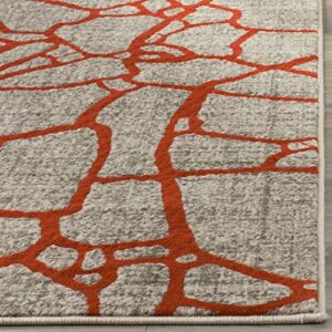 SAFAVIEH Porcello Collection Area Rug - 5'2" x 7'6", Light Grey & Orange, Modern Abstract Design, Non-Shedding & Easy Care, Ideal for High Traffic Areas in Living Room, Bedroom (PRL7737F)