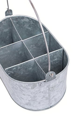 BirdRock Home Galvanized Beverage Tub, Caddy and Tray Set - 3 Piece - Party Tray Platter Drink Holder - Silverware Caddy - Wooden Handles