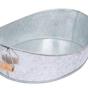 BirdRock Home Galvanized Beverage Tub, Caddy and Tray Set - 3 Piece - Party Tray Platter Drink Holder - Silverware Caddy - Wooden Handles