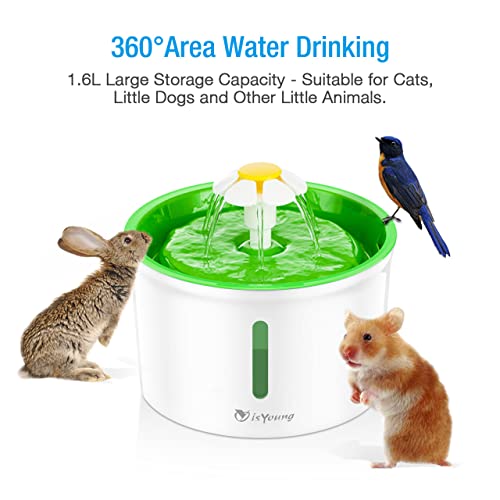 isYoung Cat Fountain 1.6L Automatic Pet Water Fountain Pet Water Dispenser, Dog/Cat Health Caring Fountain and Hygienic Dog Fountain