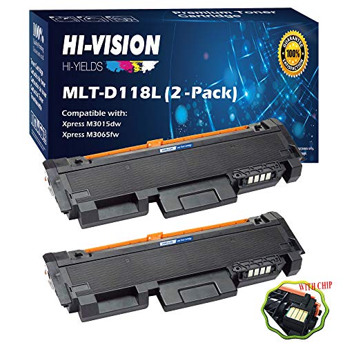 HI-VISION HI-YIELDS Compatible MLT-D118L Toner Cartridge MLTD118L D118L Replacement for Samsung Xpress M3065FW M3015DW Printer, (Black, 2-Pack)