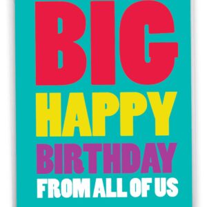 NobleWorks - 1 Happy Birthday Greeting Card Jumbo (8.5 x 11 Inch) - Celebration, Appreciation Stationery for Birthdays - Big Happy Birthday from Us J3900BDG