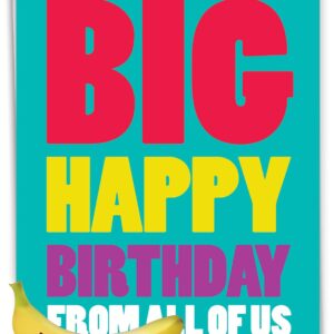 NobleWorks - 1 Happy Birthday Greeting Card Jumbo (8.5 x 11 Inch) - Celebration, Appreciation Stationery for Birthdays - Big Happy Birthday from Us J3900BDG