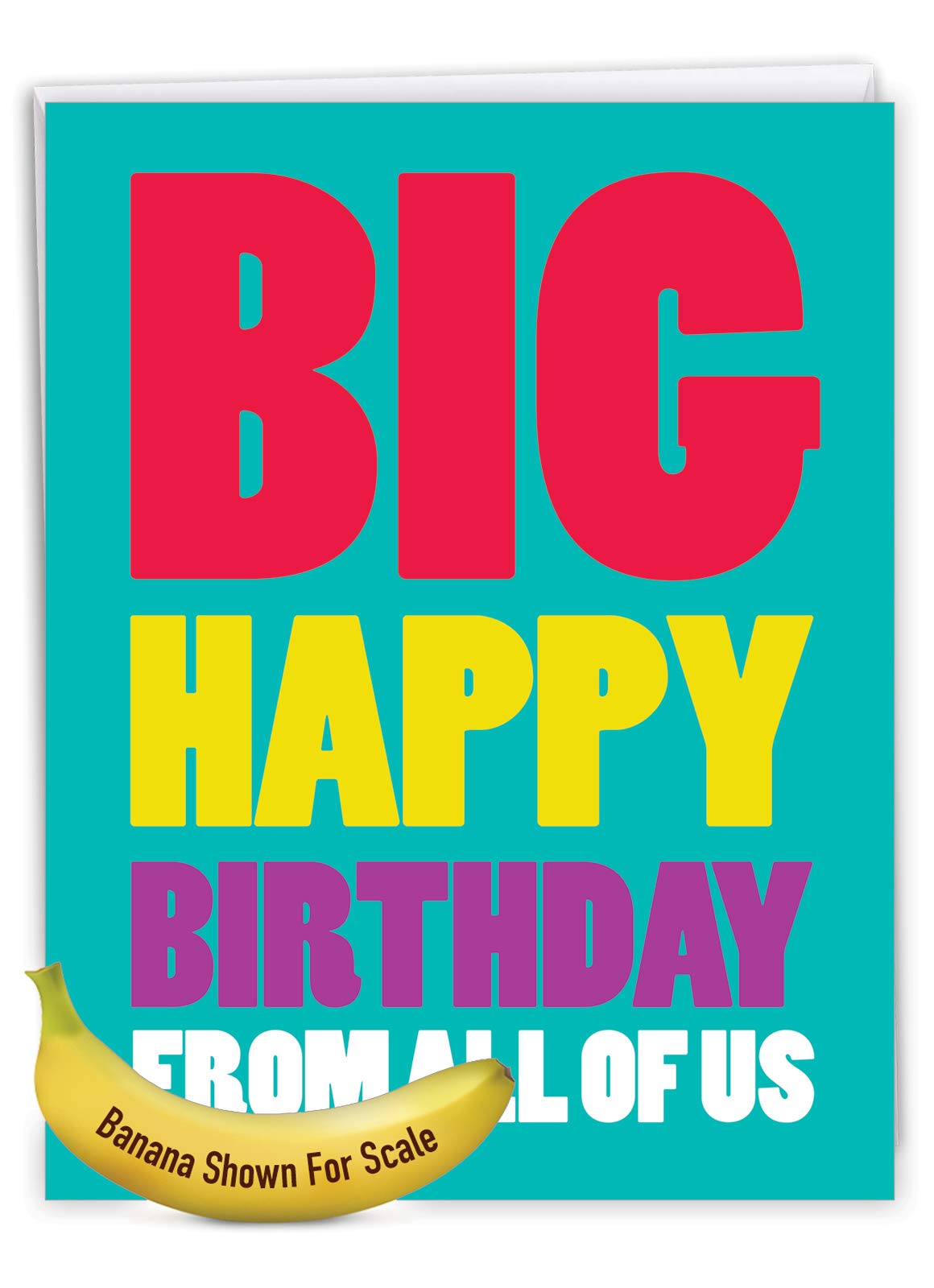 NobleWorks - 1 Happy Birthday Greeting Card Jumbo (8.5 x 11 Inch) - Celebration, Appreciation Stationery for Birthdays - Big Happy Birthday from Us J3900BDG