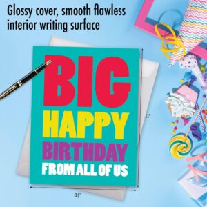 NobleWorks - 1 Happy Birthday Greeting Card Jumbo (8.5 x 11 Inch) - Celebration, Appreciation Stationery for Birthdays - Big Happy Birthday from Us J3900BDG