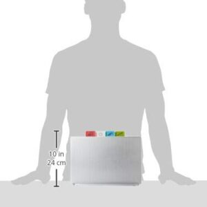 Joseph Joseph Index Plastic Cutting Board Set with Storage Case Color-Coded Dishwasher-Safe Non-Slip, Small, Silver