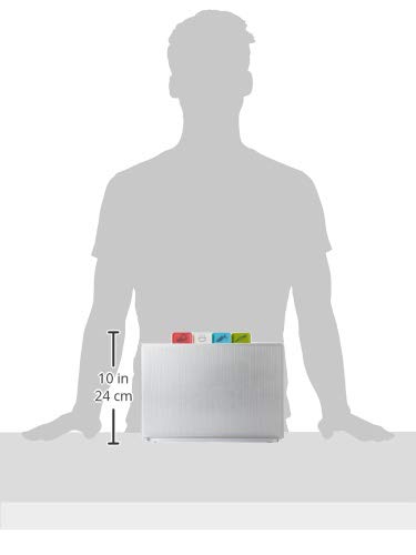 Joseph Joseph Index Plastic Cutting Board Set with Storage Case Color-Coded Dishwasher-Safe Non-Slip, Small, Silver