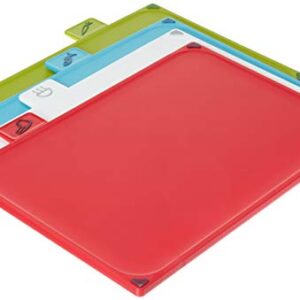 Joseph Joseph Index Plastic Cutting Board Set with Storage Case Color-Coded Dishwasher-Safe Non-Slip, Small, Silver