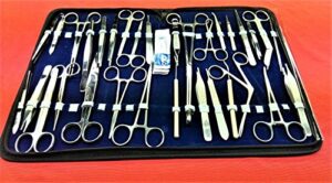 premium cynamed usa 157 pieces instruments kit veterinary scissors forceps needle holder scalpel handel stainless steel all in one