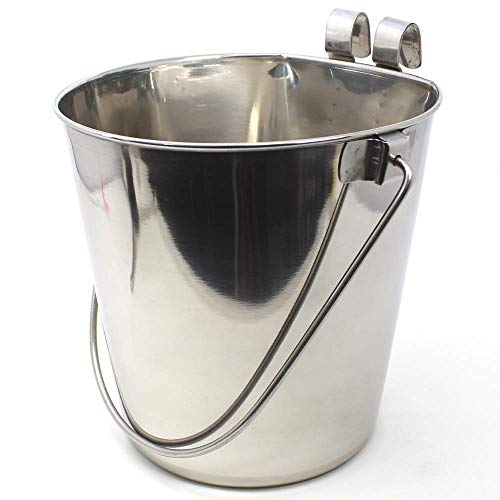 800108 4 Quart Stainless Steel Flat Sided Hook Pail Bonka Bird Toys Stainless Steel