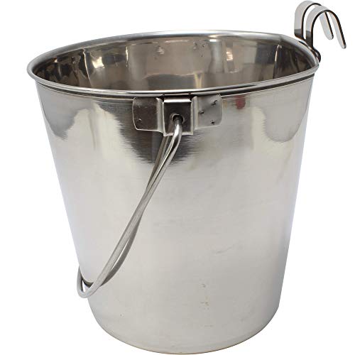 800108 4 Quart Stainless Steel Flat Sided Hook Pail Bonka Bird Toys Stainless Steel