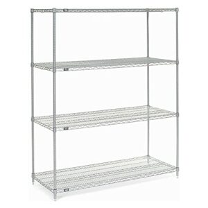 nexelate wire shelving starter unit, silver epoxy, 60" w x 24" d x 74" h