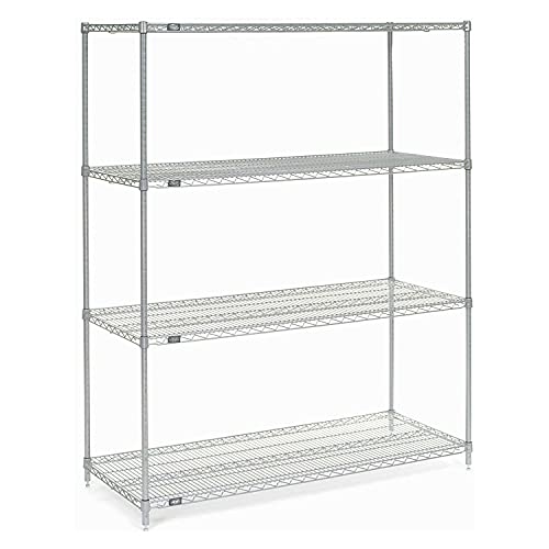 Nexelate Wire Shelving Starter Unit, Silver Epoxy, 60" W X 24" D X 74" H