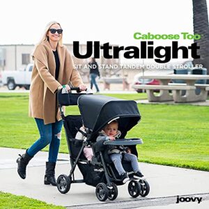 Joovy Caboose Too Ultralight Graphite Stand-On Double Stroller with Universal Car Seat Adapter, 3-Way Reclining Seats, Option to Use Rear Seat, Bench Seat, or Standing Platform