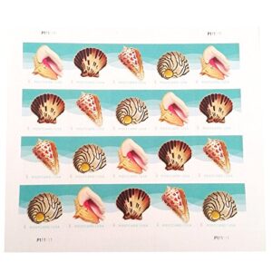 usps seashells postcard stamps, sheet of 20