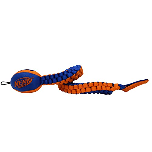 Nerf Dog Vortex Chain Tug Dog Toy with Squeaker Football Head, Lightweight, Durable, Water Resistant, 30 Inches, For Medium to Extra-Large Breeds, Single Unit (3474)